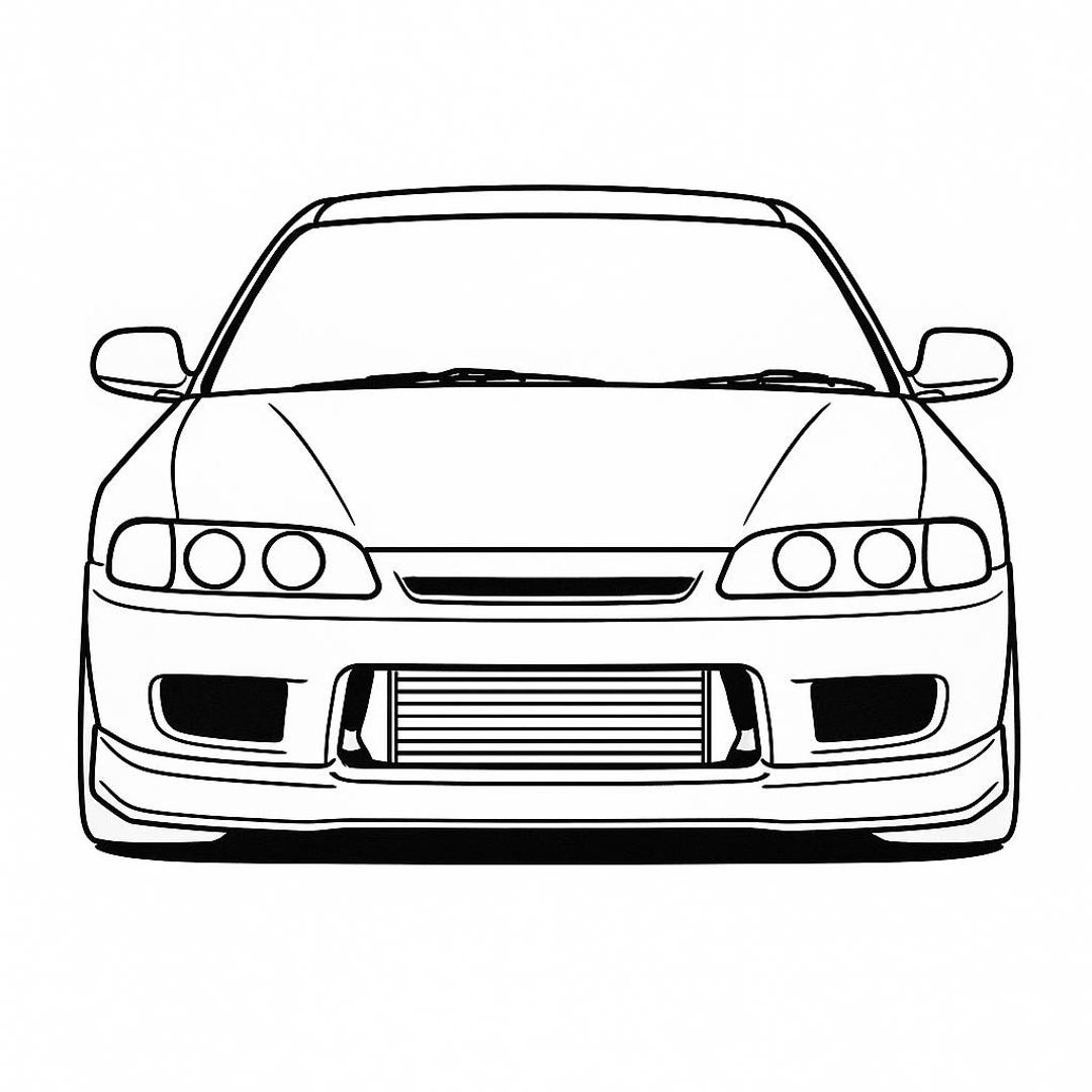Honda Integra DC2 Front View SVG DXF Digital Download Drawing Line Art ...