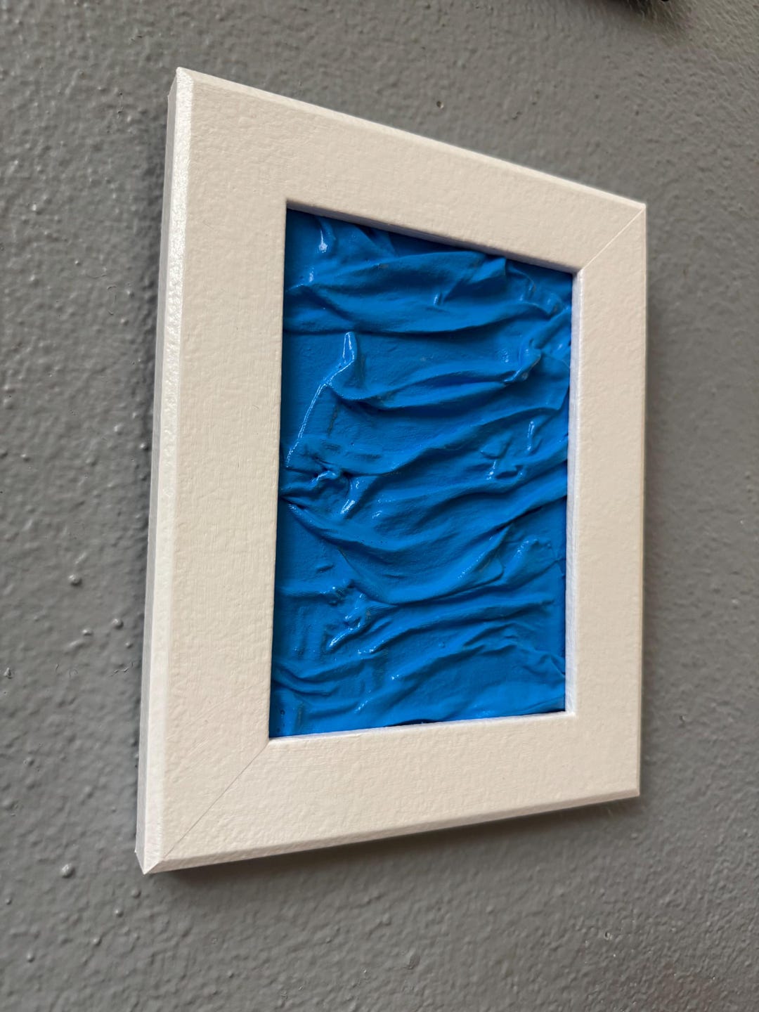 Sky Blue Fabric Art in White Frame - Etsy