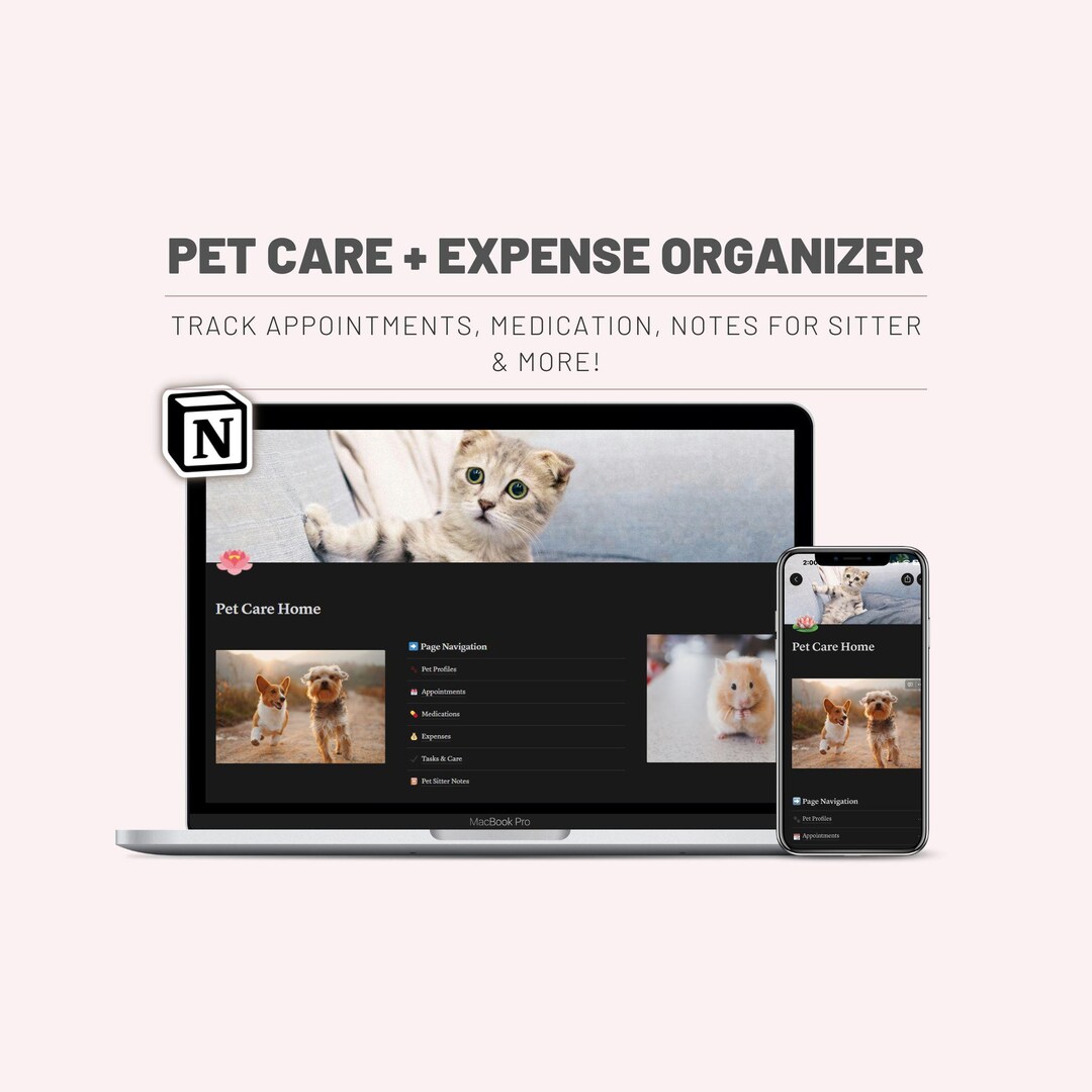 Pet Care Notion Template for Pet Parents & Foster Families | Vet ...