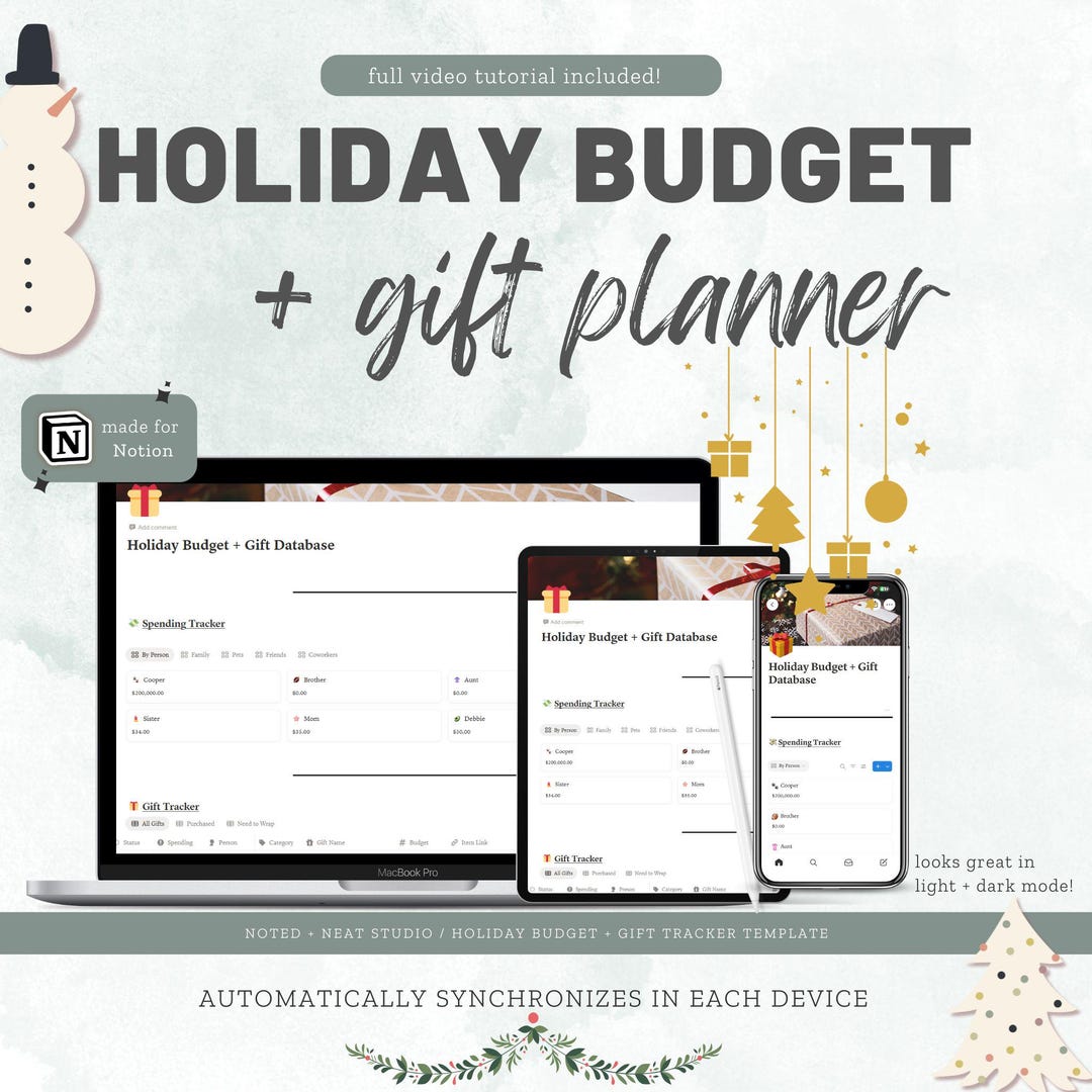 Holiday Budget & Gift Tracker | All-in-one Notion Template for ...
