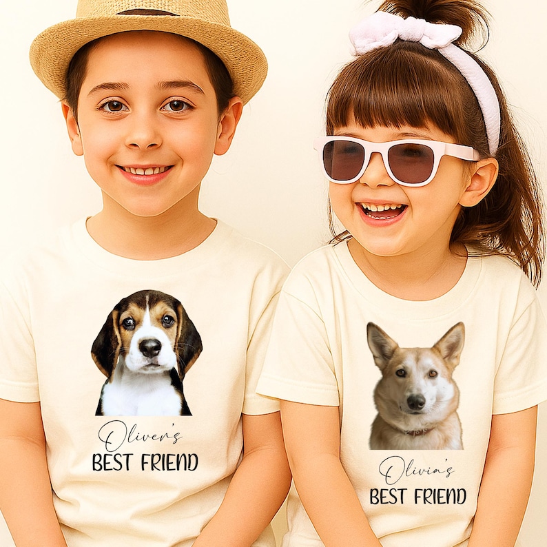 Custom Kids Pet Photo Shirt, Personalized Dog or Cat Portrait Tee ...