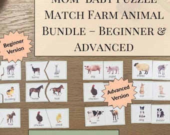 Farm Animal Mom and Baby Matching Bundle | Real Photo Puzzle Game for ...