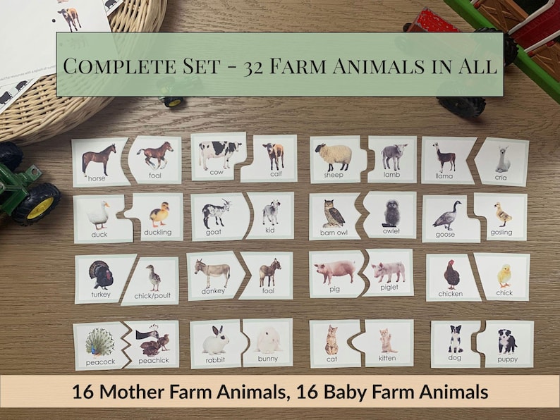 Farm Animal Mom and Baby Matching Game Printable – Toddler & Preschool ...
