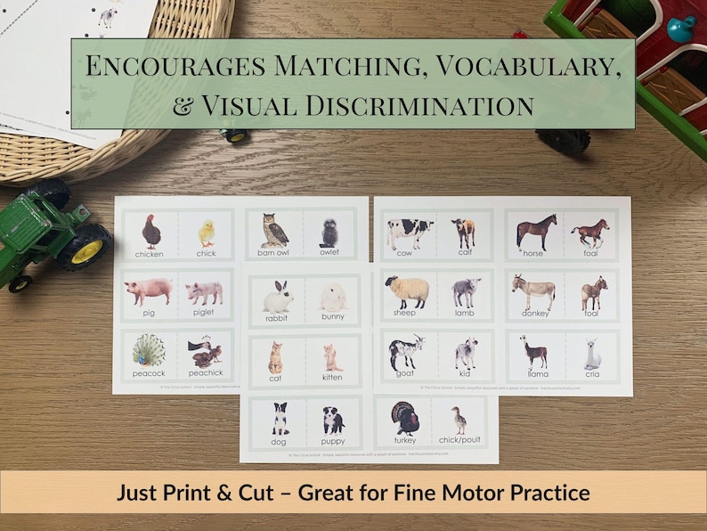 Mom & Baby Farm Animal Matching Game · Montessori Farm Animal Activity ...