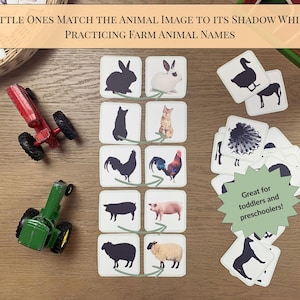 Farm Animal Shadow Matching Cards for Toddlers (beginner Version ...
