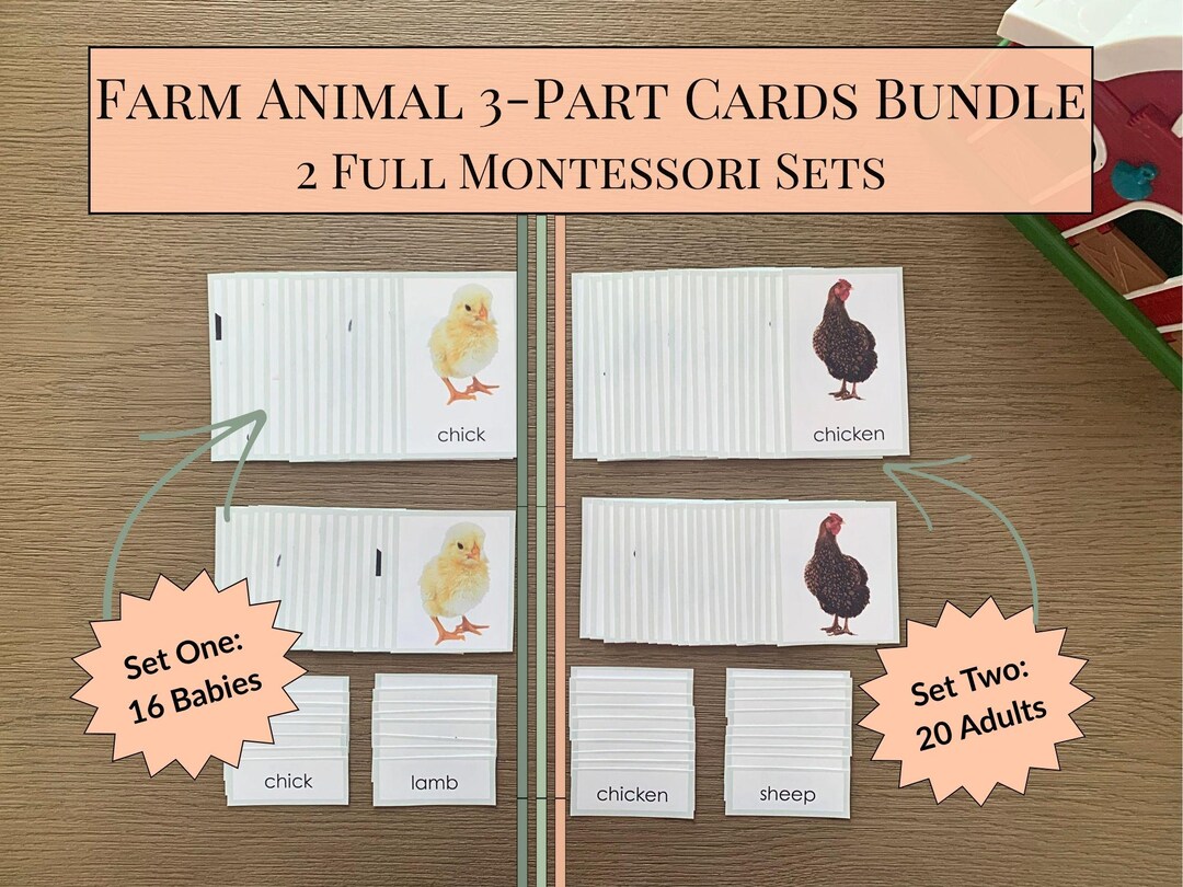 Farm Animal 3-part Cards Bundle – Montessori Printable Flashcards ...