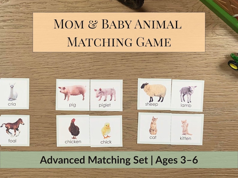 Mom & Baby Farm Animal Matching Game · Montessori Farm Animal Activity ...