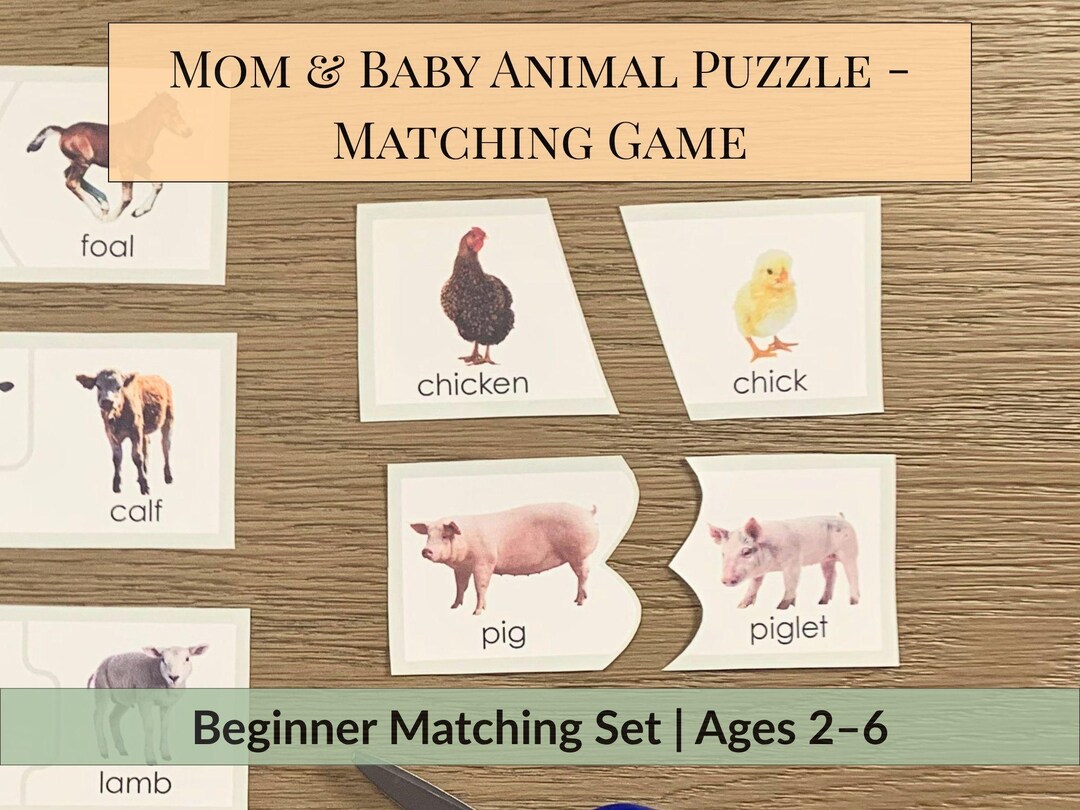 Farm Animal Mom and Baby Matching Game Printable – Toddler & Preschool ...