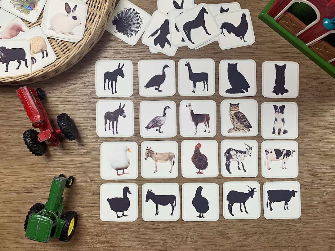Farm Animal Shadow Matching Cards for Toddlers (beginner Version ...