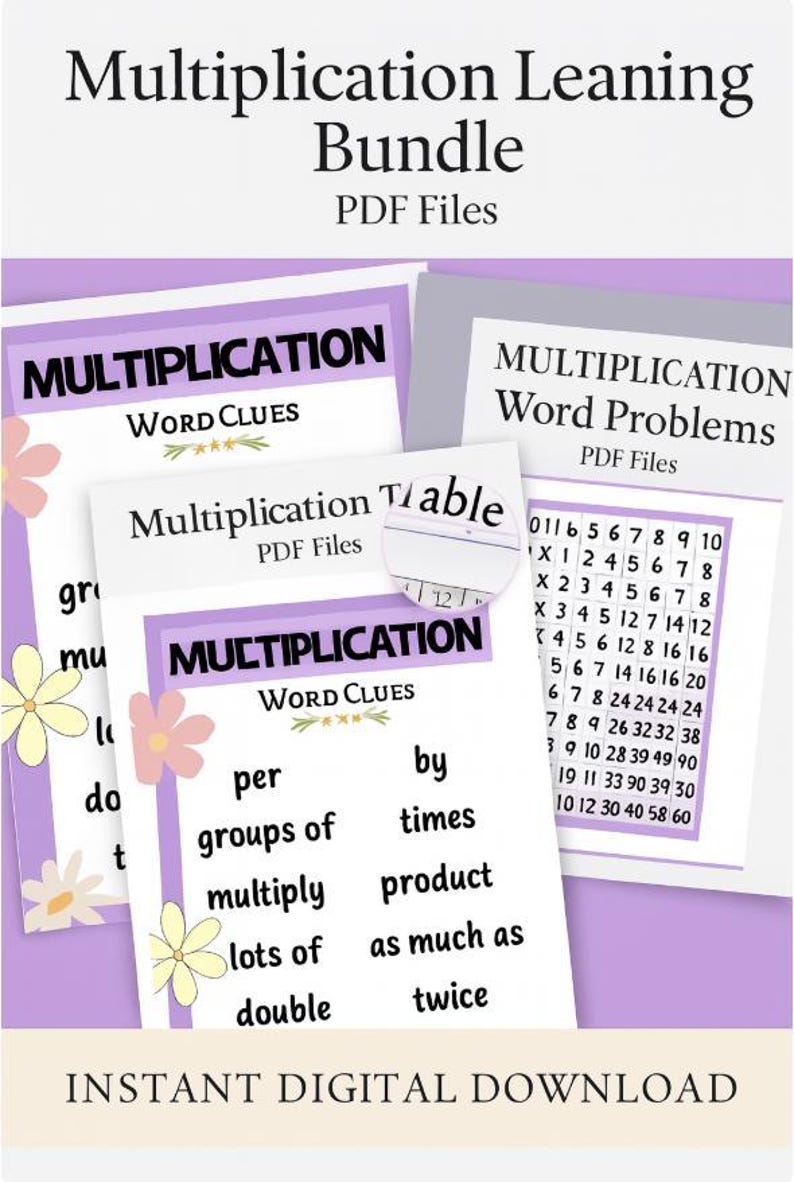 Multiplication Learning Bundle | Printable Times Tables, Word Problems ...