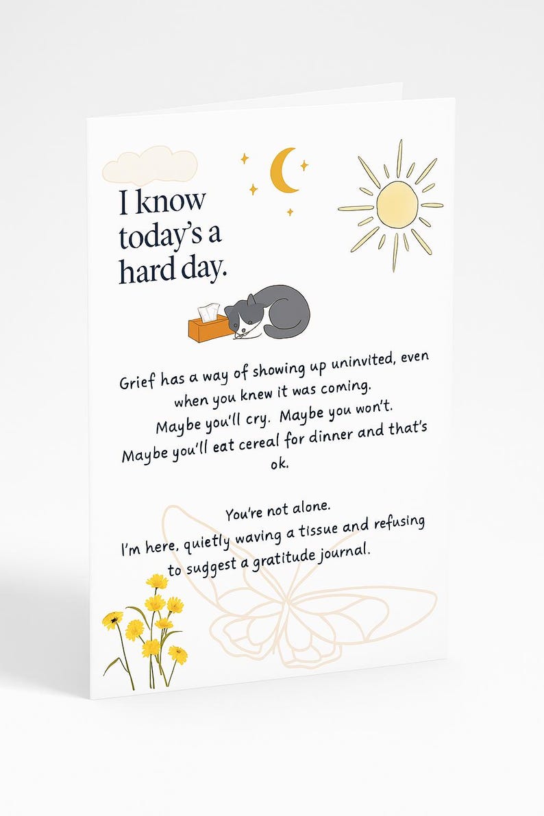 Hard Day – Sympathy Card for Sad Anniversaries, Printable 5x7, Cry Hard ...