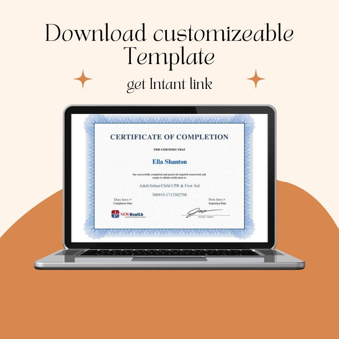 CPR and First Aid Certificate Template – Editable Canva – Adult Child ...