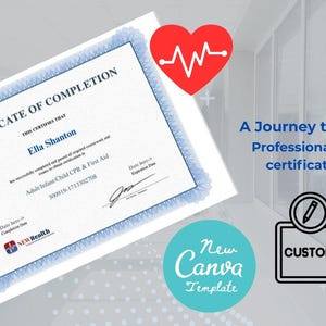 CPR and First Aid Certificate Template – Editable Canva – Adult Child ...