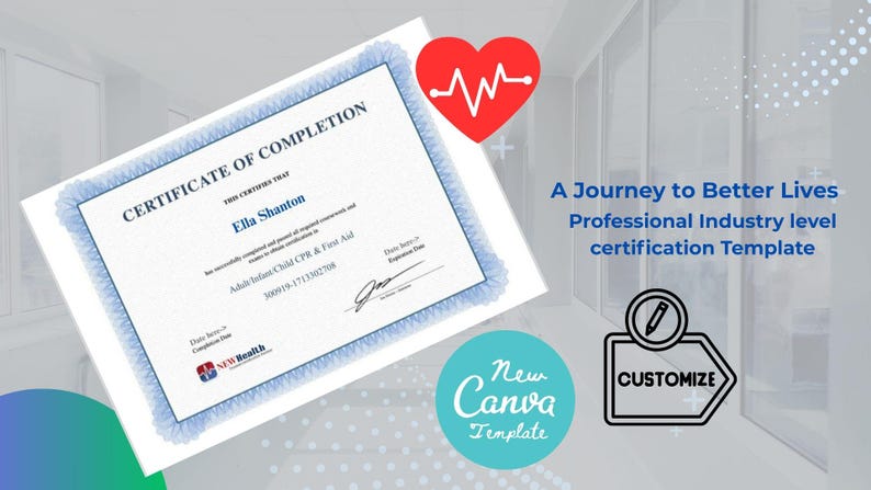 CPR and First Aid Certificate Template – Editable Canva – Adult Child ...