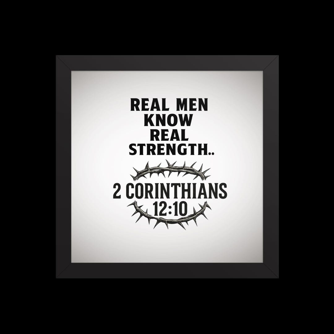 Christian Poster “real Men Know Real Strength” | 2 Corinthians 12:10 ...