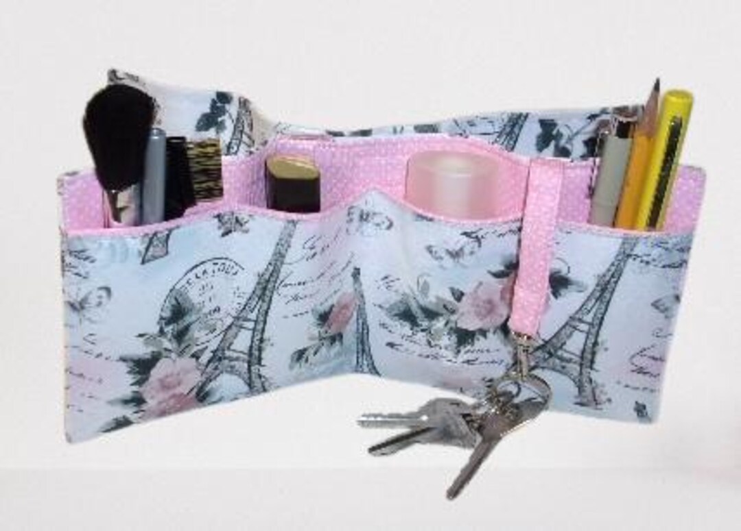 Small Purse Organizer Inserts 2 Sections 8 Pockets W/key Tether ...