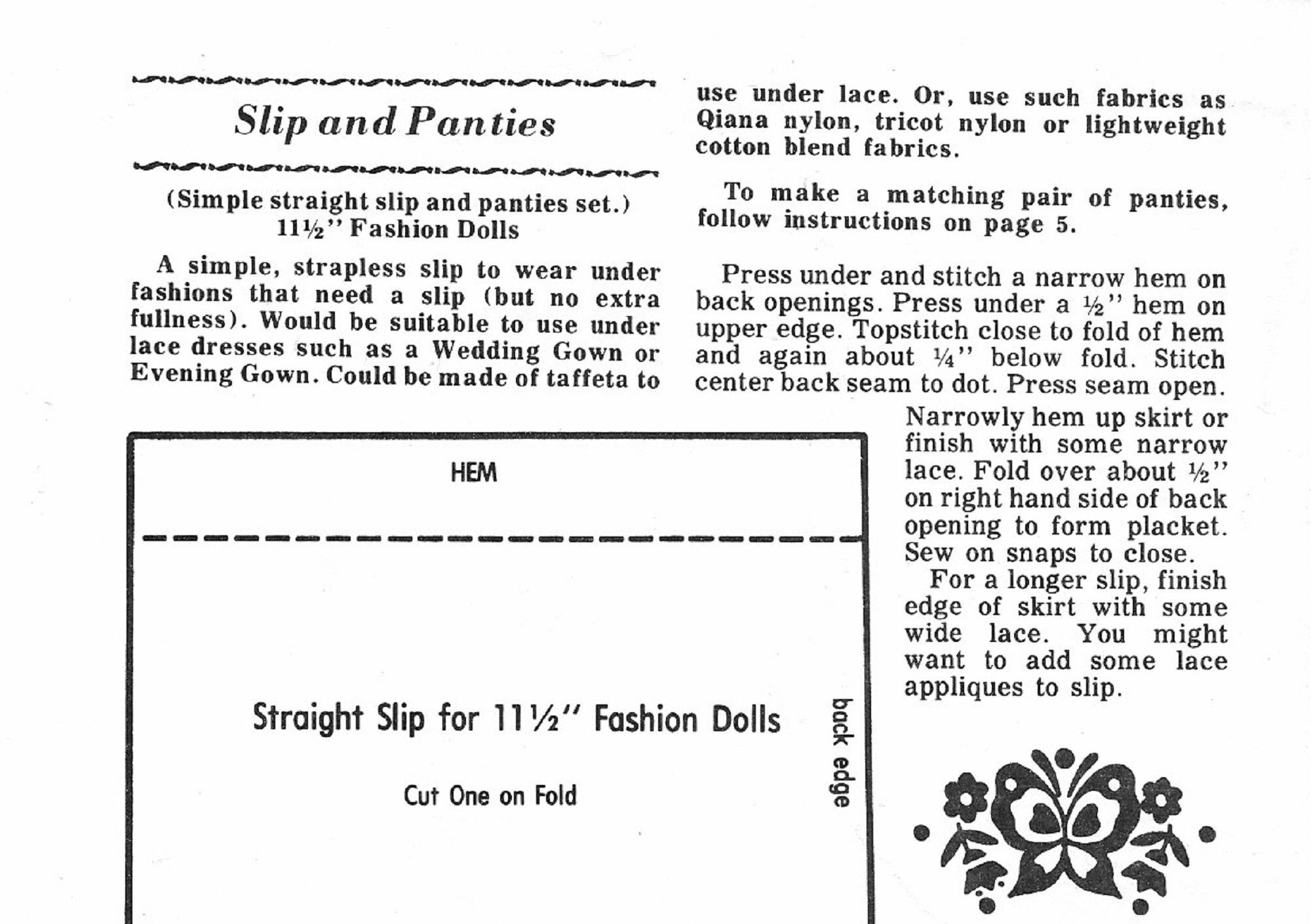 Vintage Petticoat, and Undergarment Pattern for Fashion Dolls and ...
