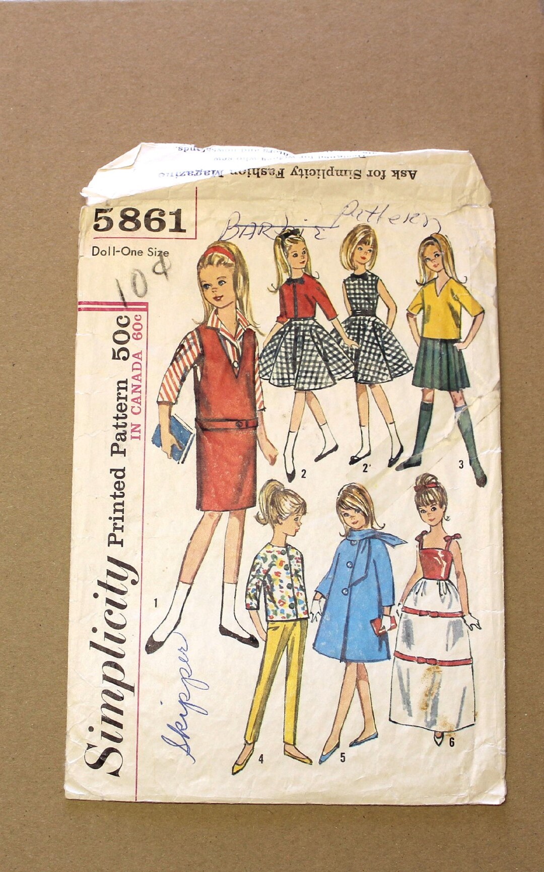 Vintage Doll Pattern Fits 9" Dolls Such as Skipper, Also Modern Petite ...