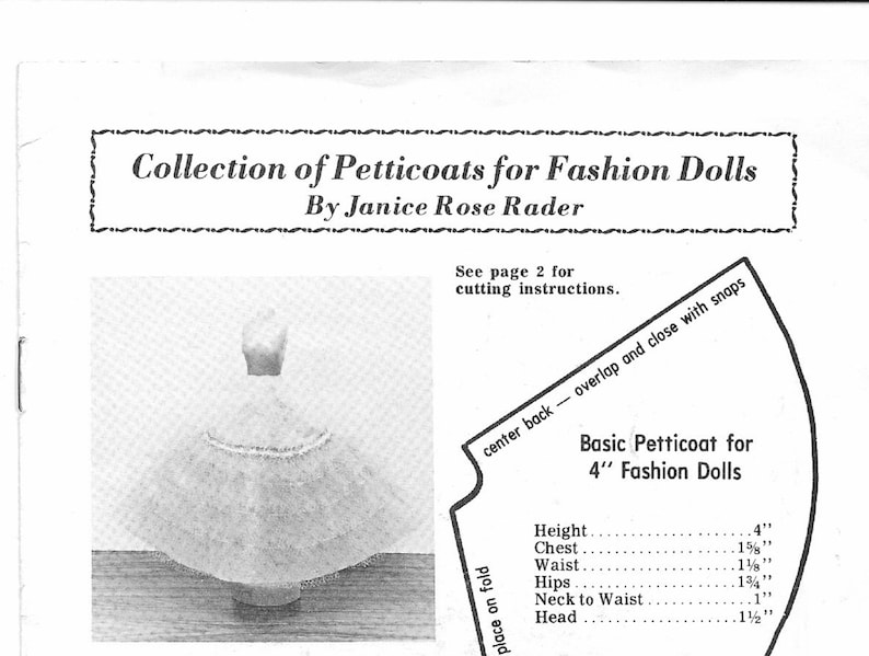 Vintage Petticoat, and Undergarment Pattern for Fashion Dolls and ...