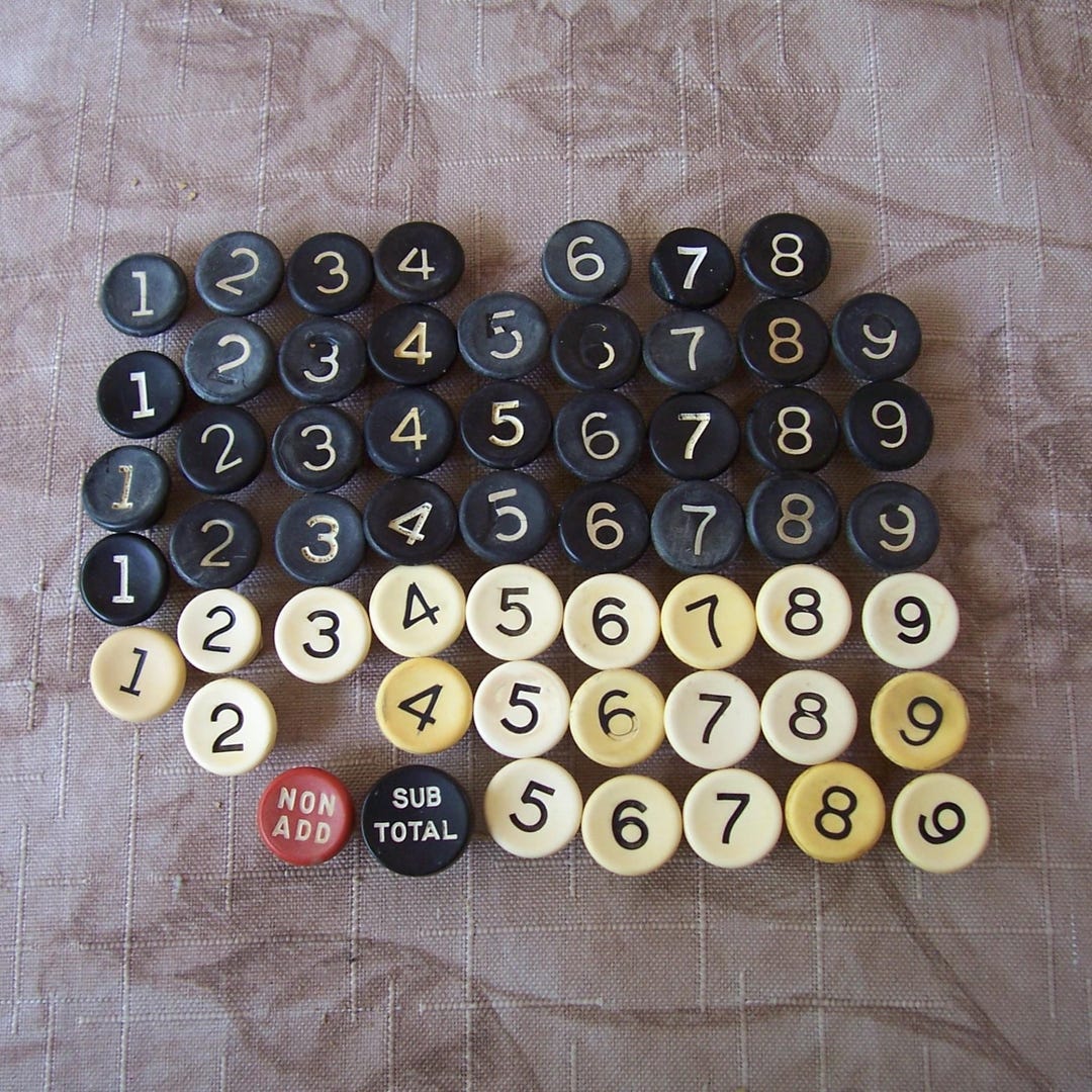 Vintage 1910 Burroughs Adding Machine Number Keys-57 Assorted. T259-0 ...