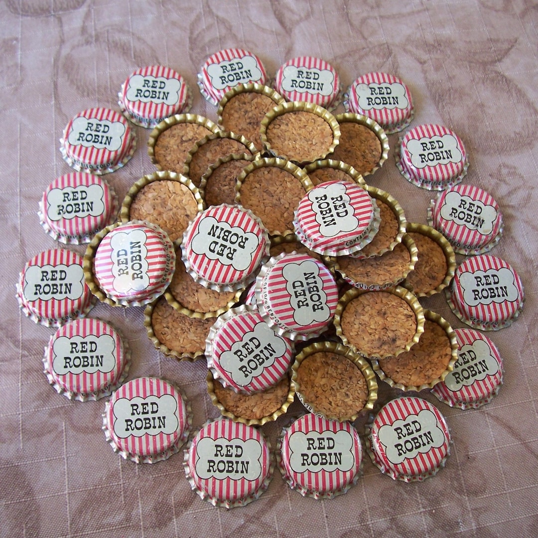 Vintage Group of 50 Red Robin Bottle Caps With Cork Liners. T101-102 ...