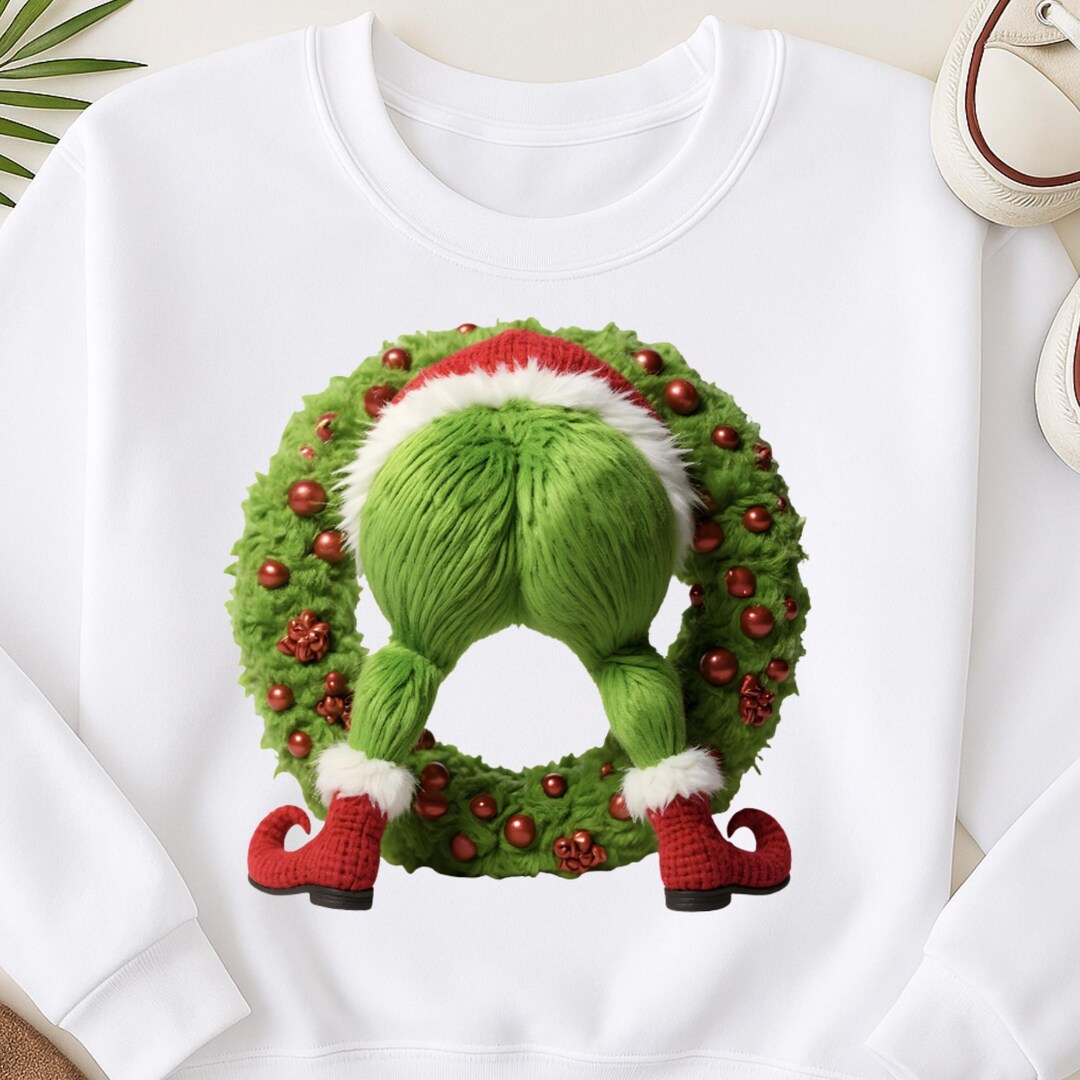 Grinch Butt Christmas PNG Clipart, Funny Grinch Wreath Design, Grinch ...