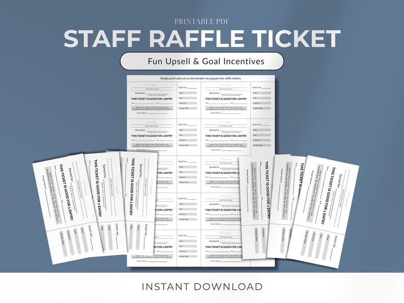 Printable Staff Raffle Ticket Template for Workplace Incentives Program ...