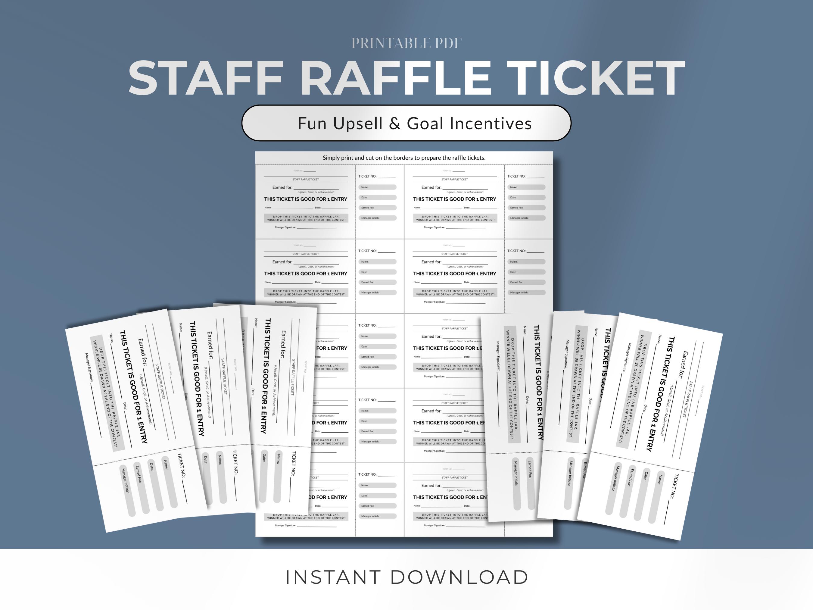 Printable Staff Raffle Ticket Template for Workplace Incentives Program ...