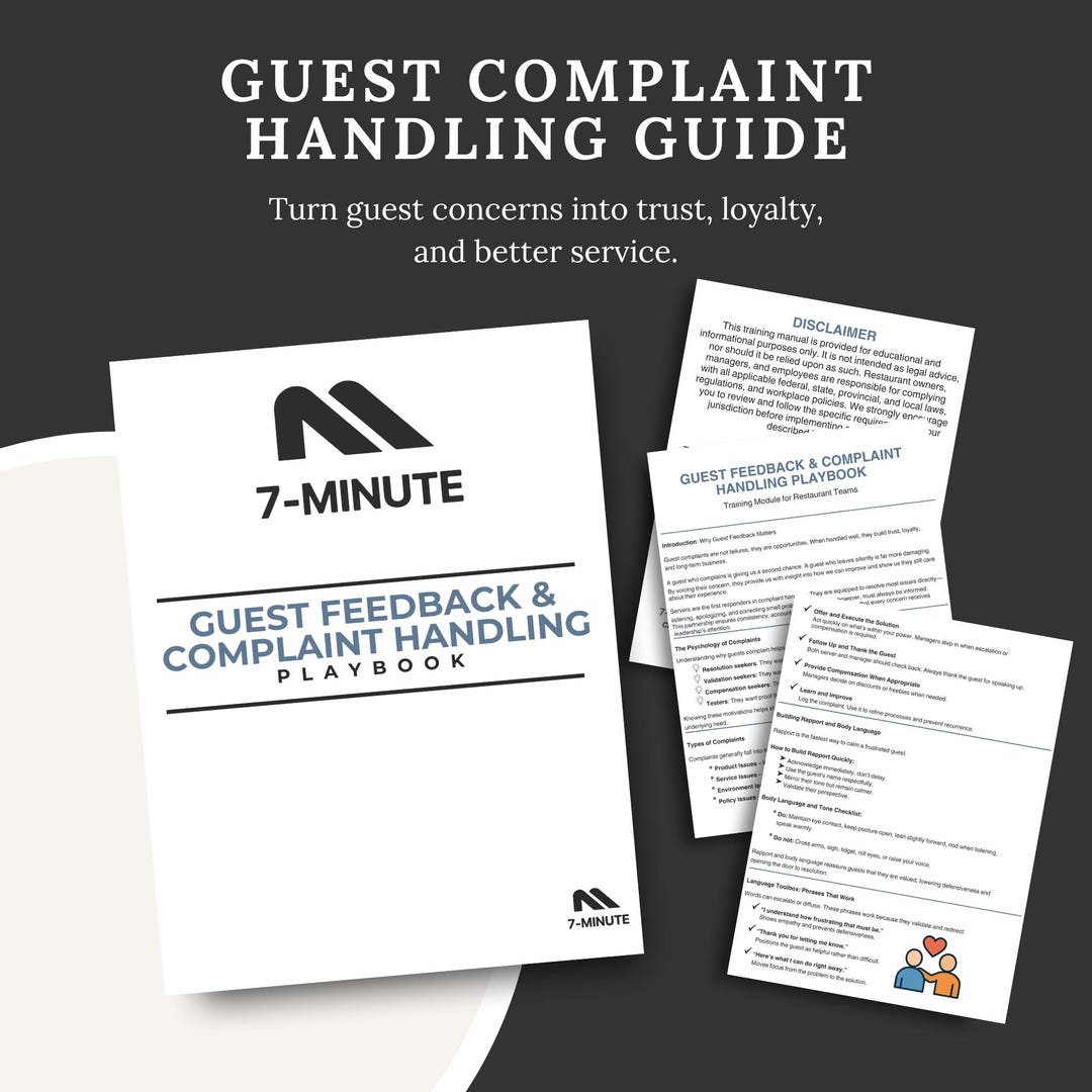 Restaurant Complaint Guide Customer Service Training Staff Management ...