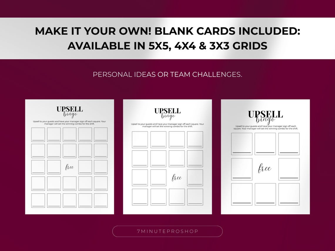Restaurant Upsell Bingo Template Server Training Resource Digital Sales ...