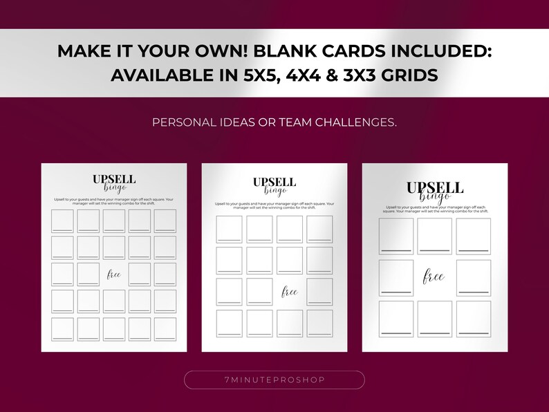 Restaurant Upsell Bingo Template Server Training Resource Digital Sales ...