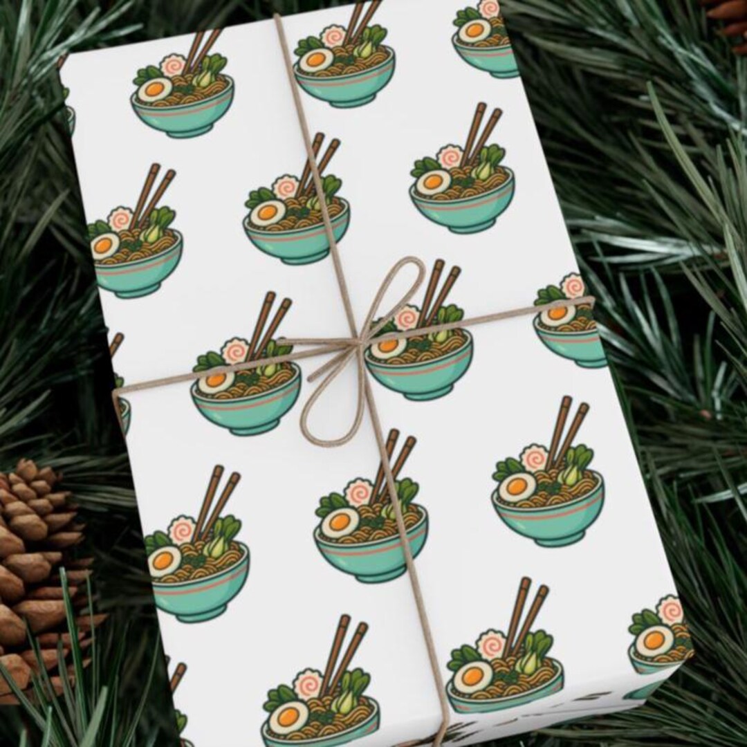 Ramen Wrapping Paper Gift Wrap Birthday Present Asian Style Noodle Bowl ...