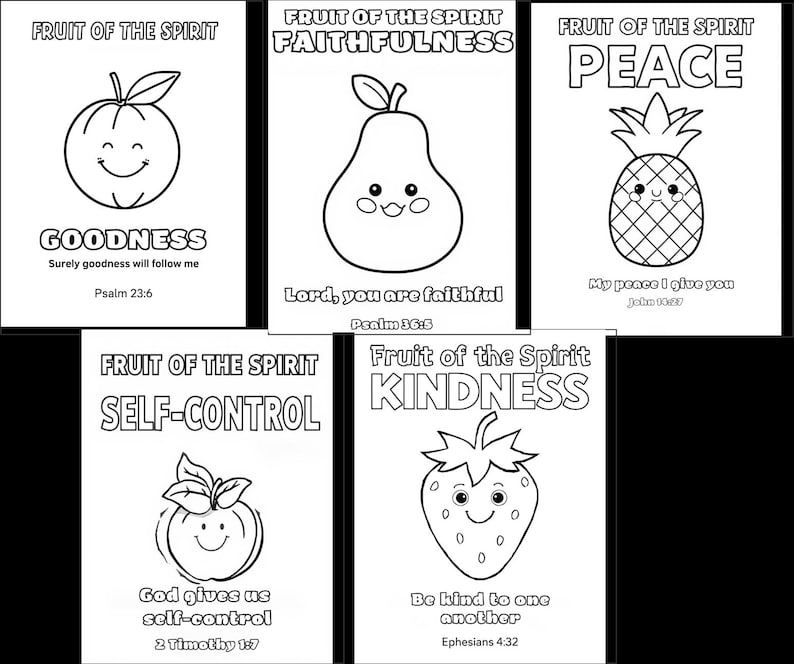 Fruit of the Spirit Coloring Pages + Bookmark (11 PDF, 8.5x11) | Bible ...