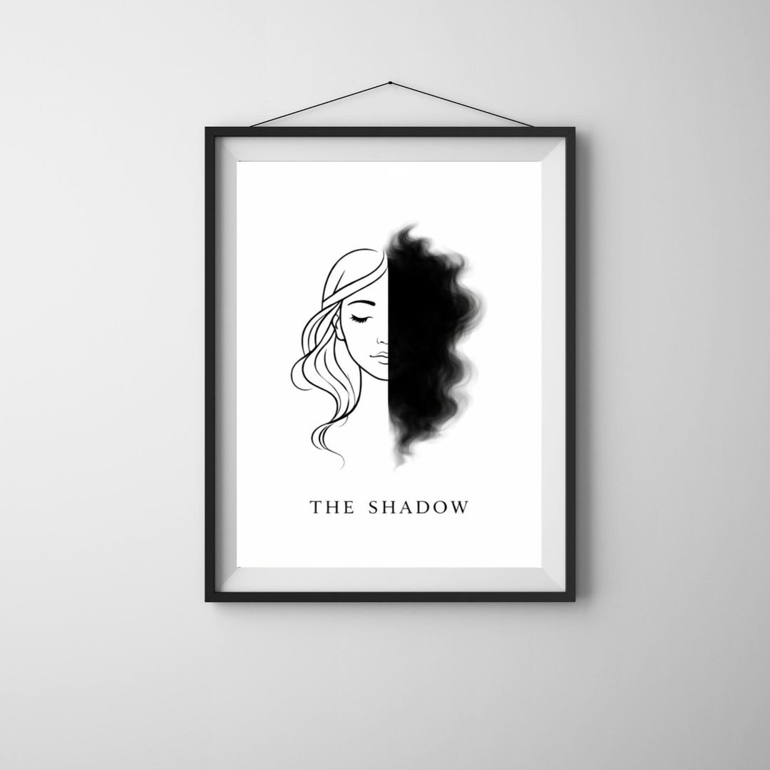 Shadow Line Art Print Jungian Psychology Minimal Wall Art Black White ...