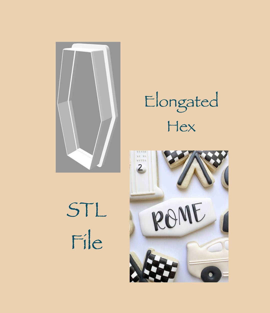 Elongated Hexagon - STL File - Digital Download - Etsy