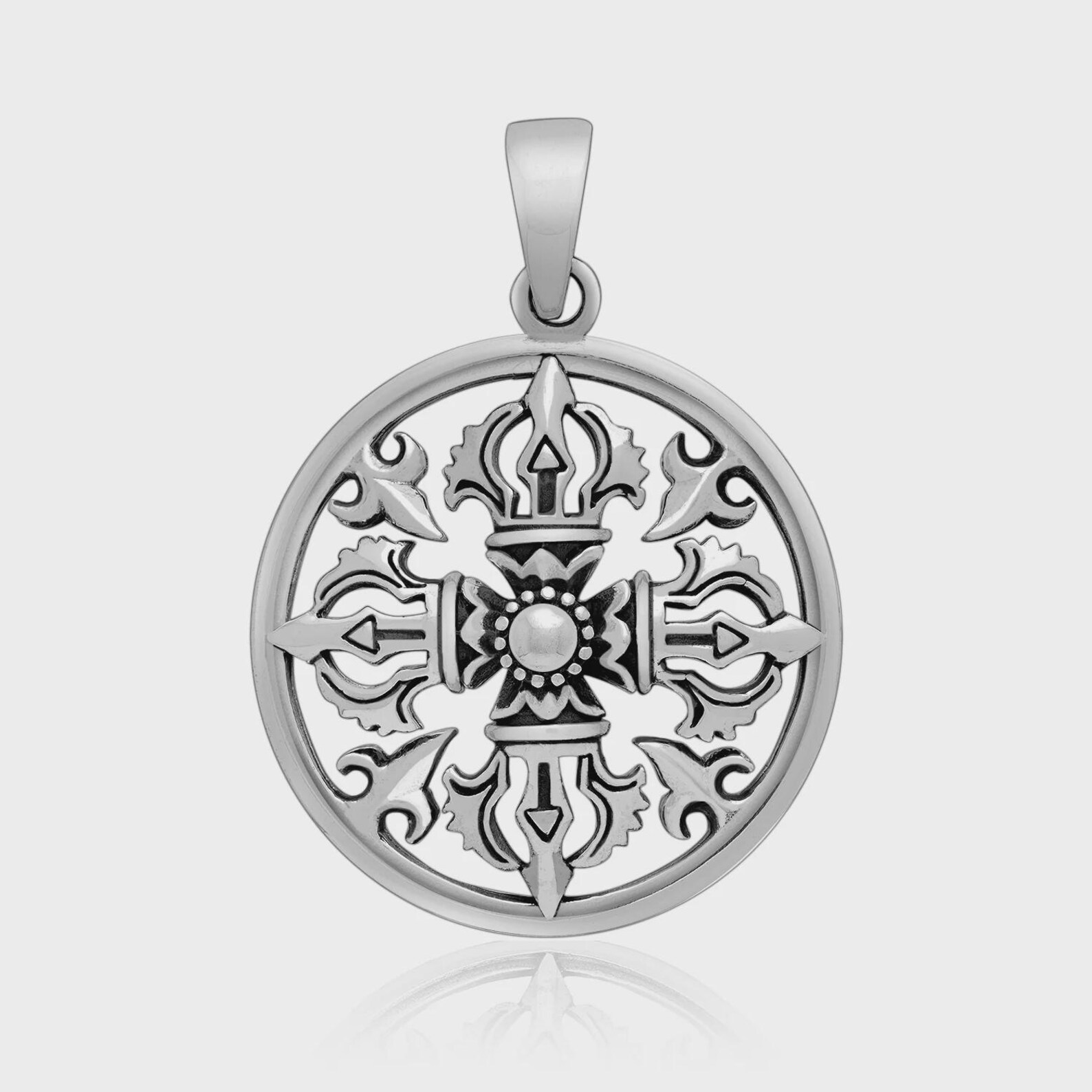 Sterling Silver Double Dorje Tibetan Pendant: Buddhist Vajra Spiritual ...