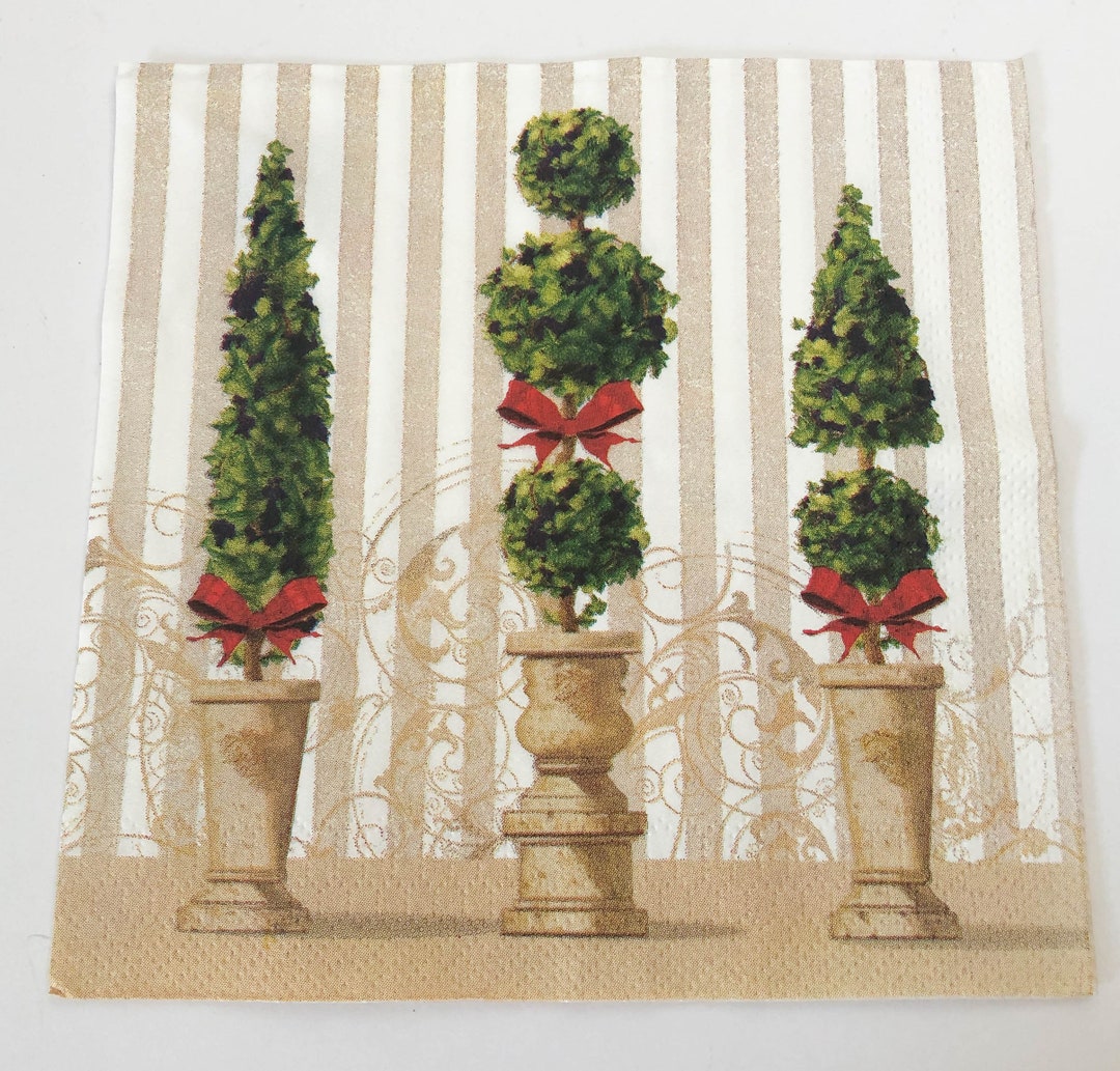 Paper Napkins for Decoupage Crafts Topiary Trees - Holiday Green Trees ...