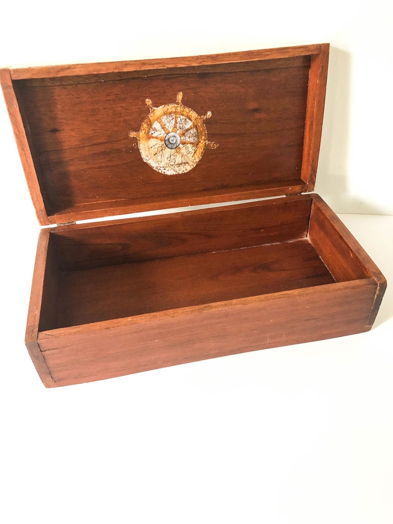 Wooden Storage Box - Nautical Dresser Box - Nautical Style Wood Box ...