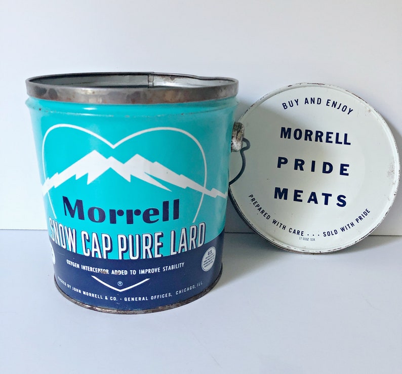Vintage Lard Can Morrell Snow Cap Pure Lard Tin Kitchen & - Etsy