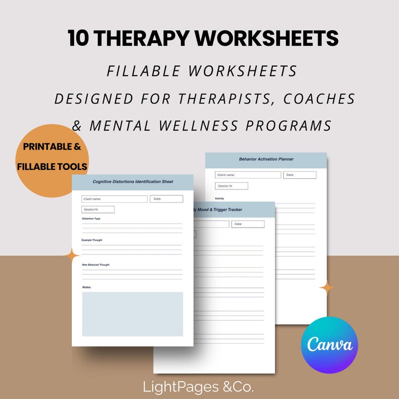 CBT Worksheets for Therapists and Coaches | Progress and Planning ...