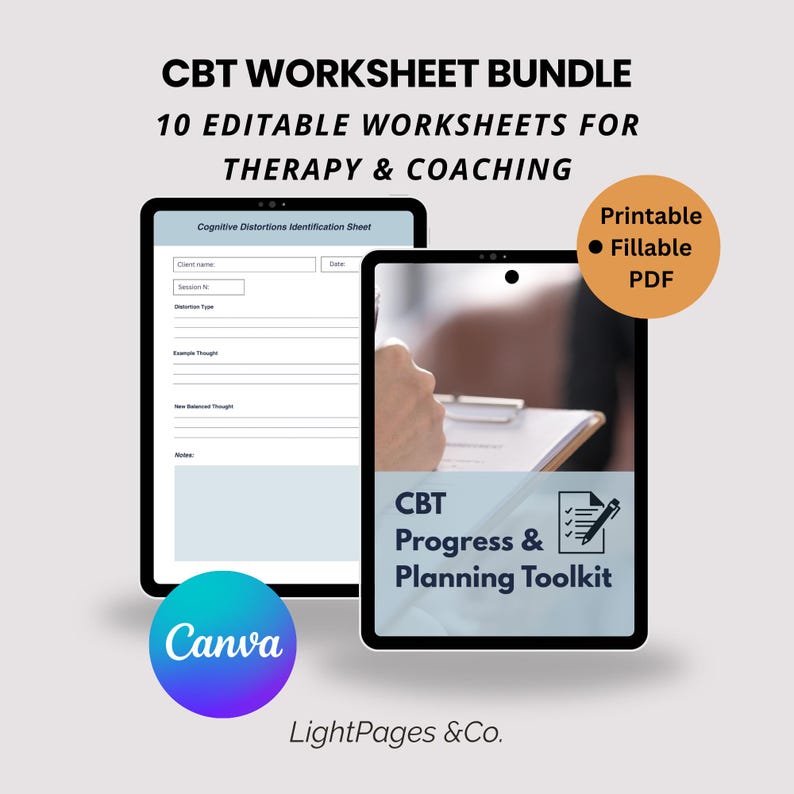 CBT Worksheets for Therapists and Coaches | Progress and Planning ...