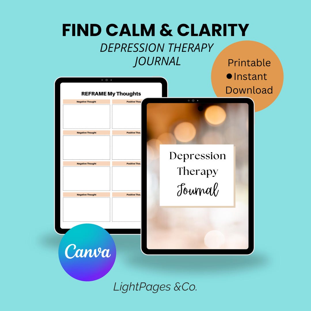 Depression Therapy Journal | Mental Health Kit | Therapy Worksheets and ...