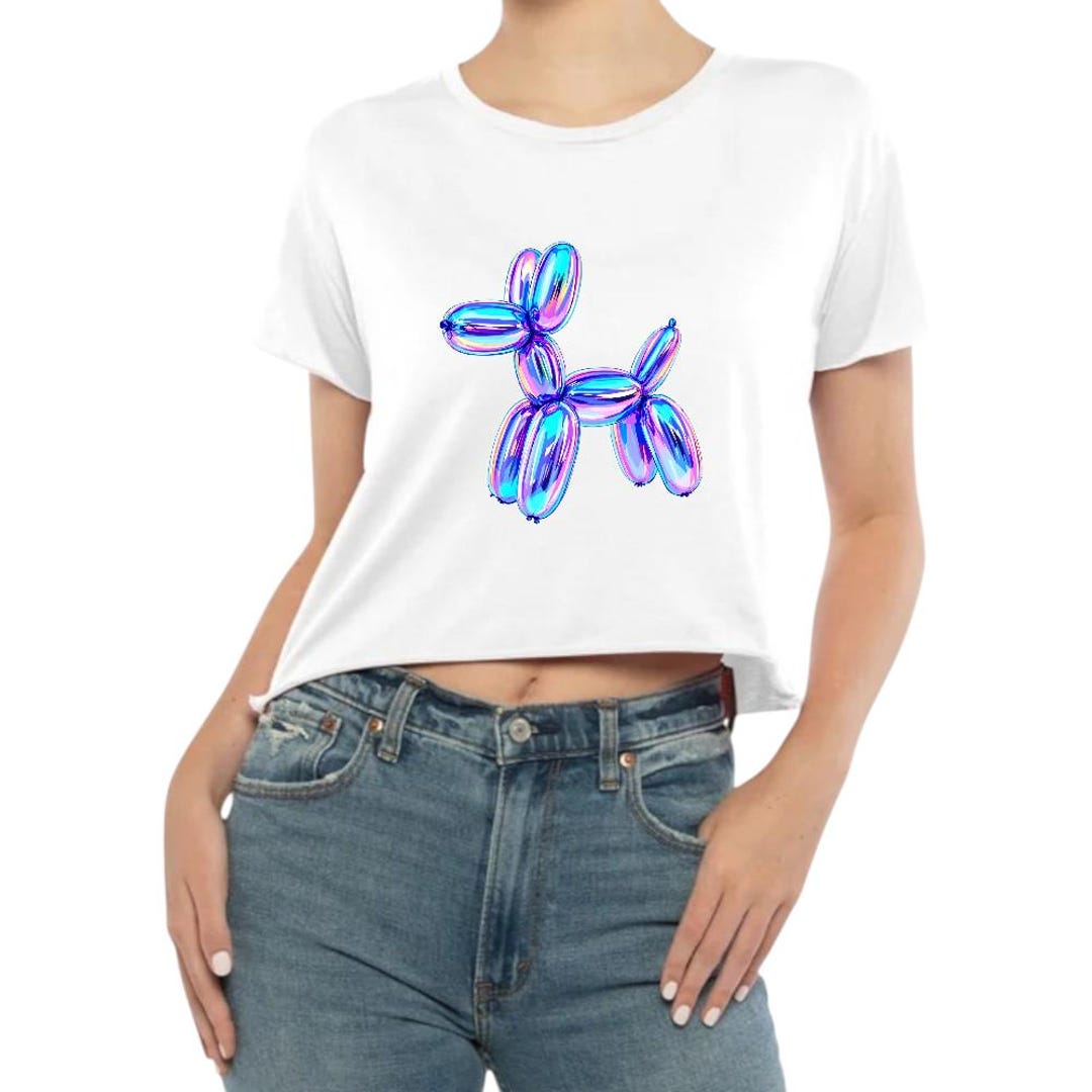 Holographic Balloon Dog Crop Top: Semi-sheer Festival Shirt - Etsy