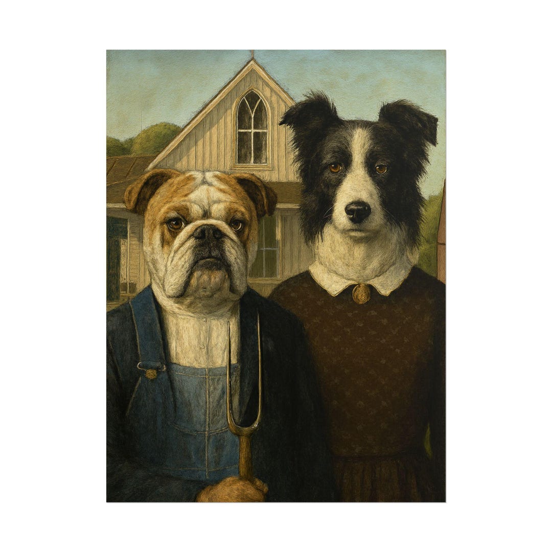 Vintage Pet Farm Portraits Rolled Poster Art, Rustic Home Decor, Dog ...