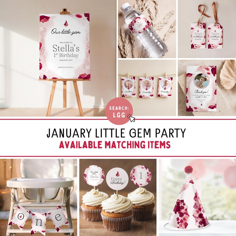 January Garnet Menu Card Printable: Red Little Gem Birthday Party Theme ...