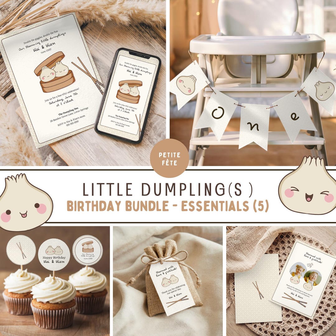 Our Little Dumpling Birthday Bundle Invitation and Decor Printable ...