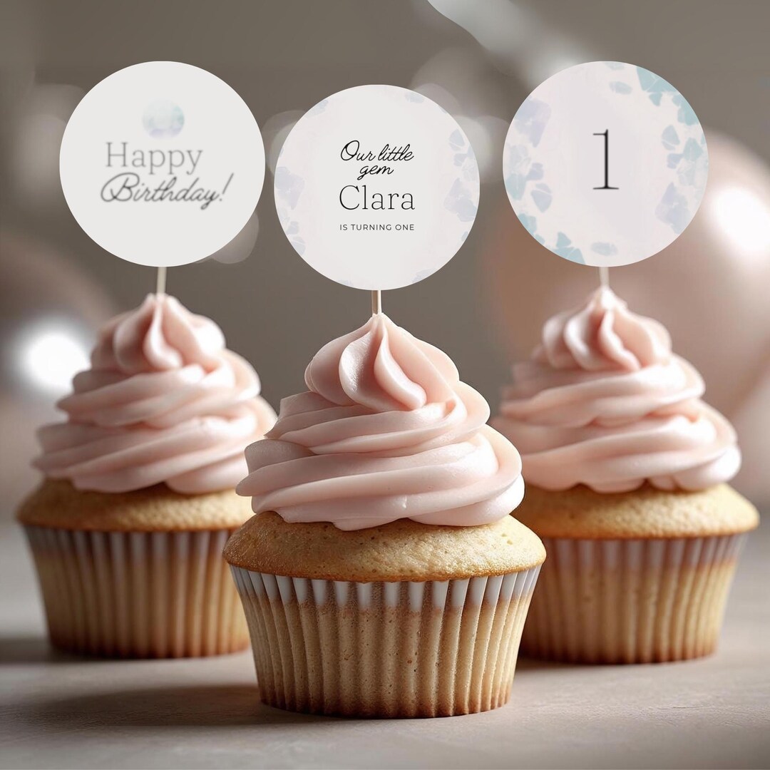 April Diamond Birthstone Cupcake Topper, Little Gem Party Printable ...