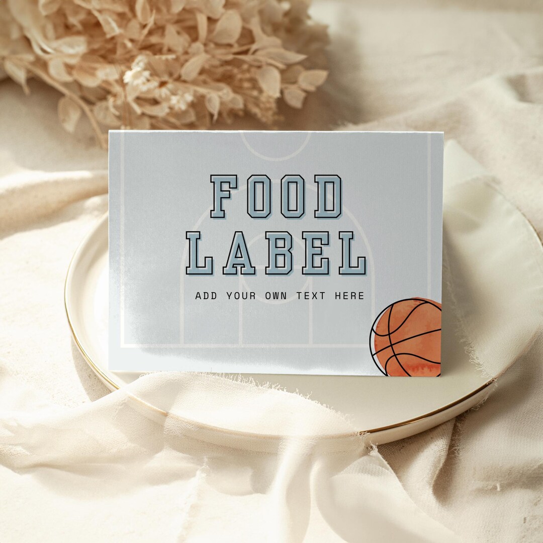 Rookie of the Year Food Labels: Basketball Birthday Folded Party Tent ...
