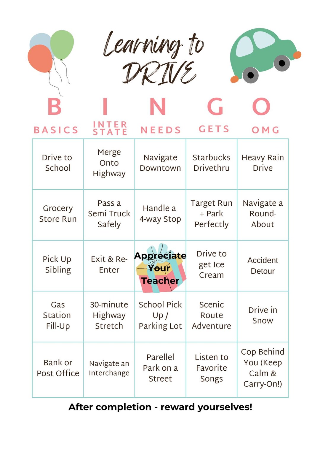 Student Driver BINGO – Printable Learning Game - Etsy