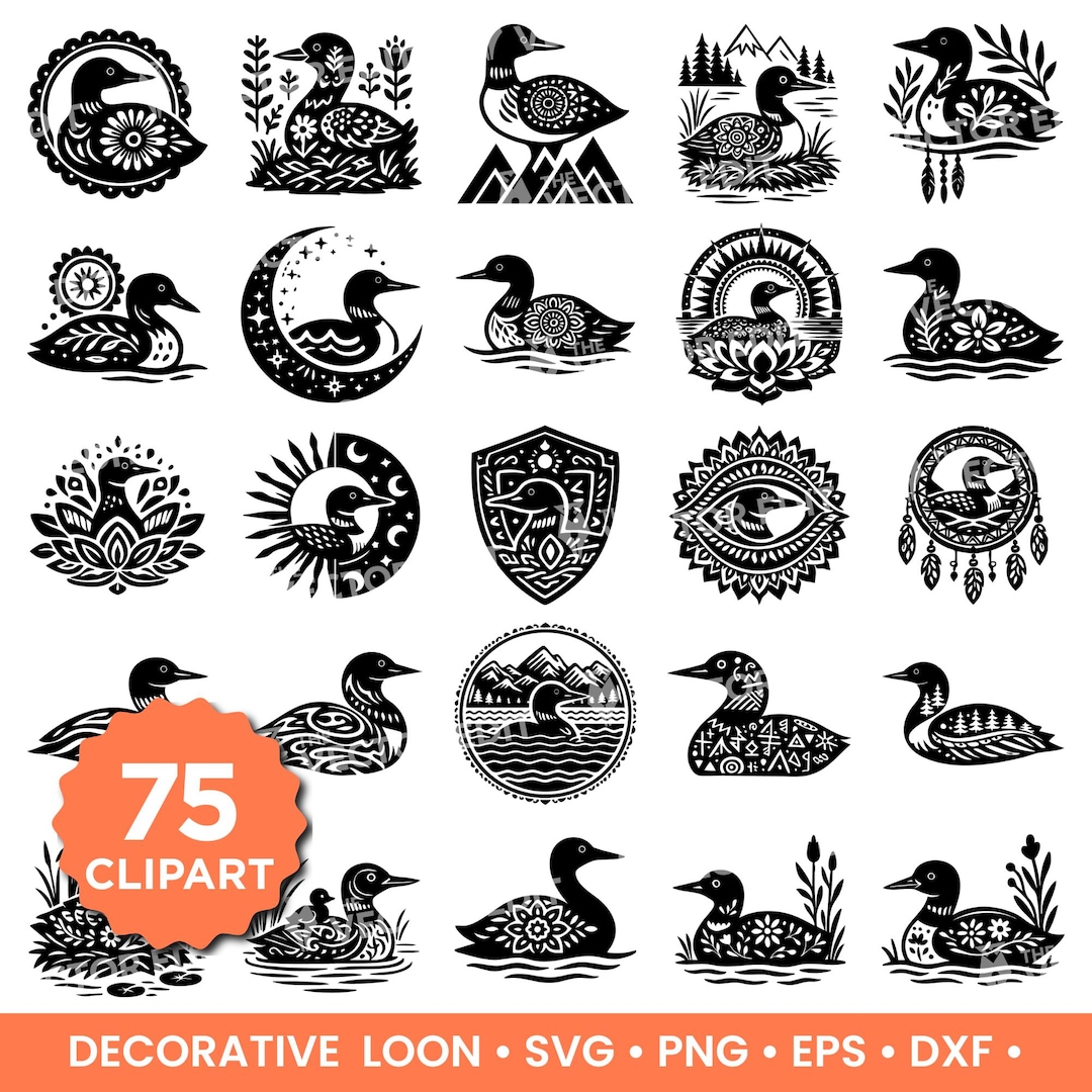 Loon Mandala SVG Bundle | Decorative Tribal Loon Designs | Black ...